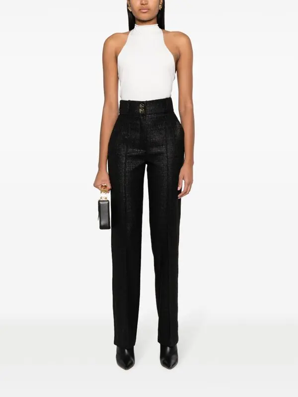 Elisabetta Franchi Crepe-texture High-waist Trousers