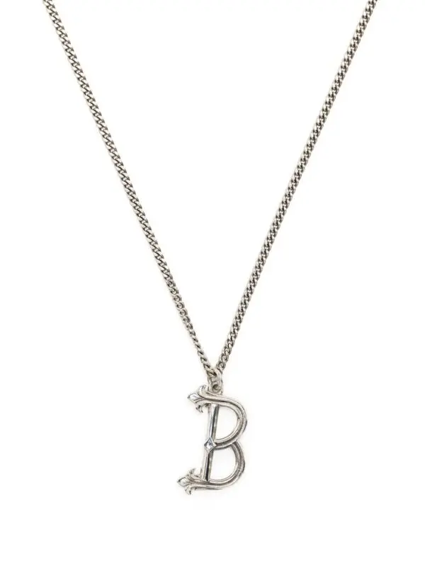Emanuele Bicocchi B Letter Pendant Necklace - Silver