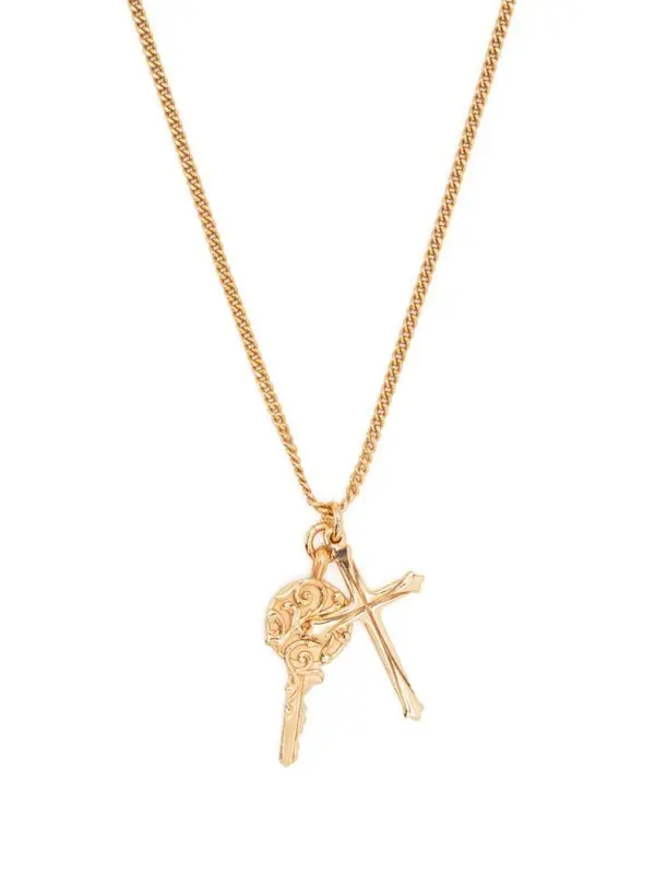Emanuele Bicocchi Arabesque Key Cross Pendant Necklace - Gold