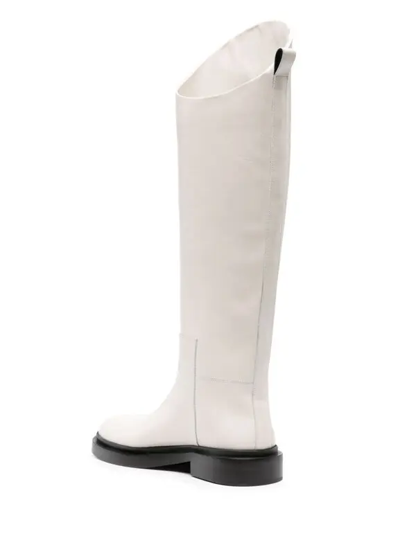 JIL SANDER Leather Knee-high Riding Boots - White