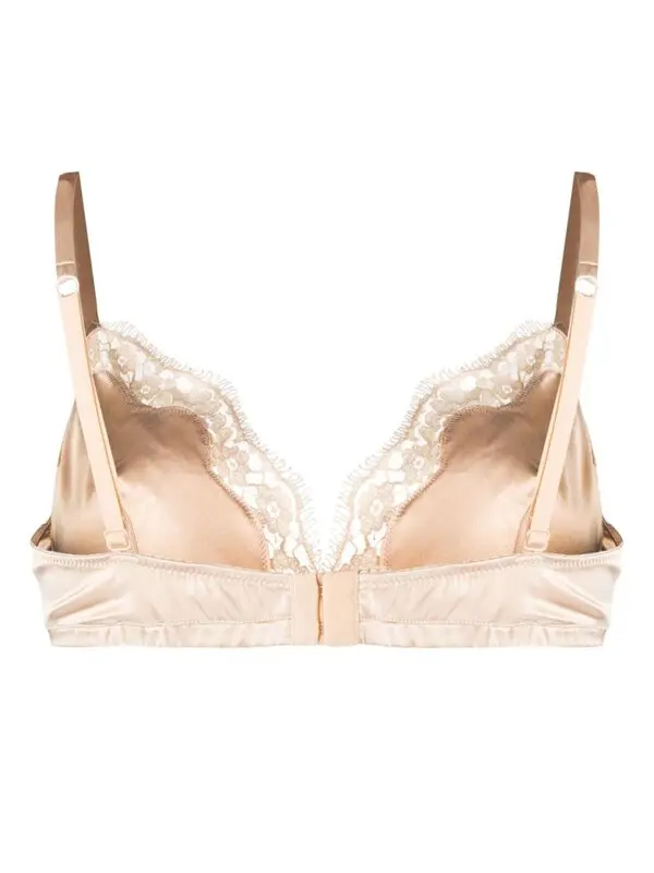 Dolce & Gabbana Lace-appliqué Silk-blend Triangle Bra
