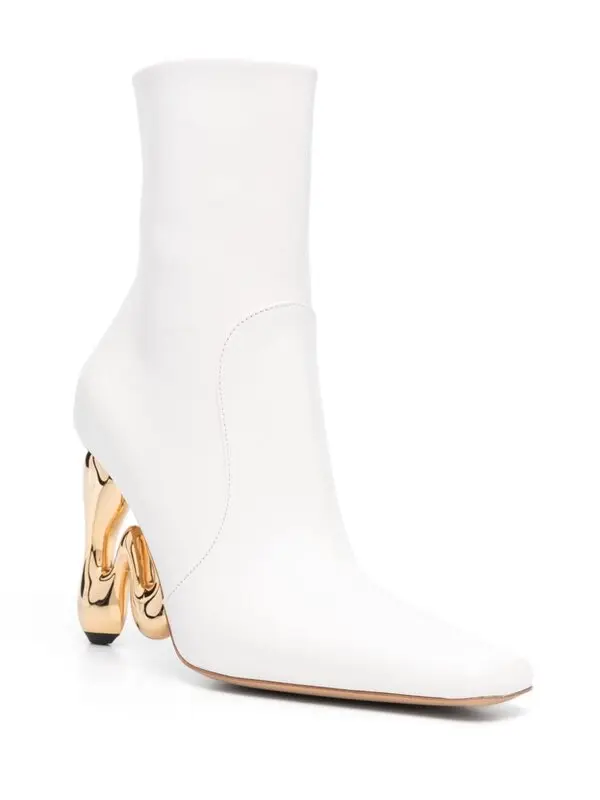 JW Anderson Calf Leather Ankle Boots With Sculptural Heel