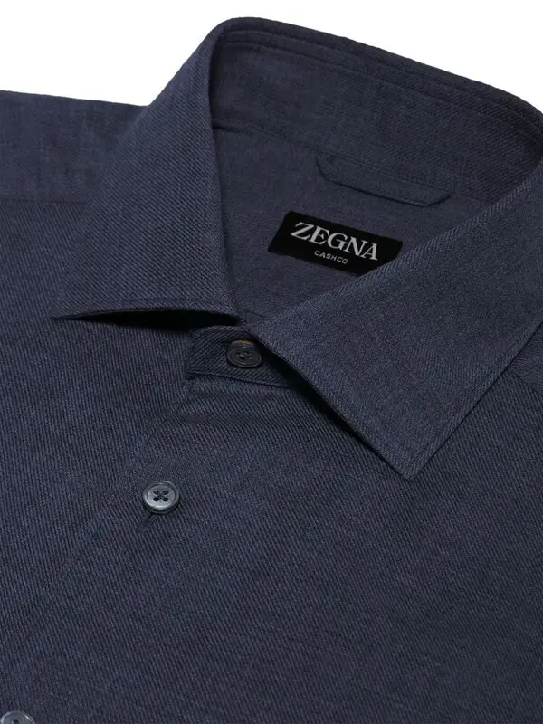 Zegna Cashco Cotton-blend Shirt - Blue