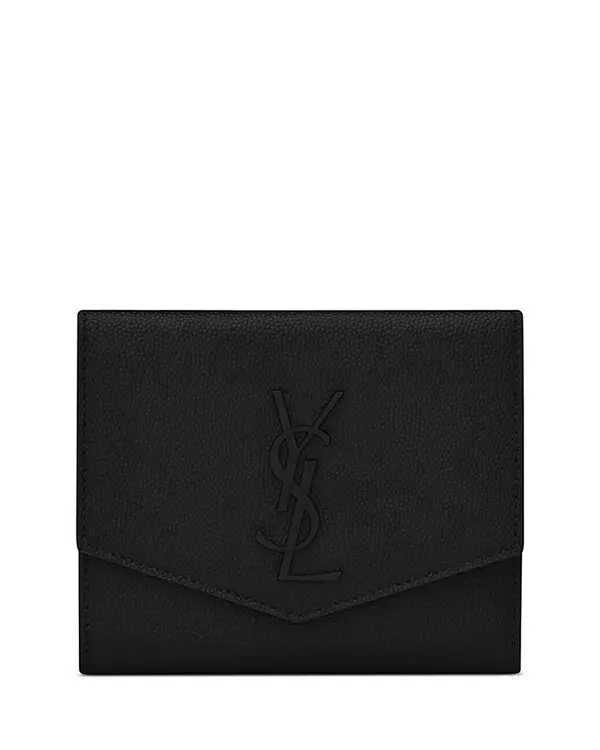 Saint Laurent Uptown Compact Wallet - Black Grain Leather/black
