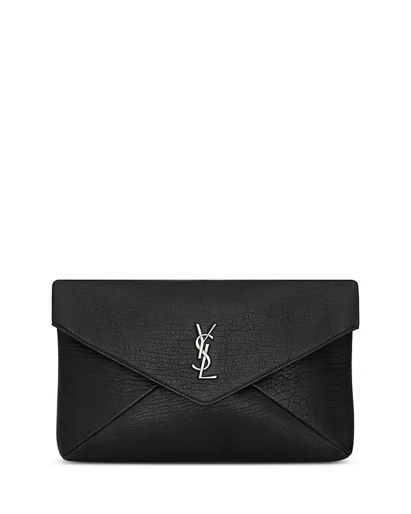 Saint Laurent Cassandre Large Envelope Pouch - Black/silver