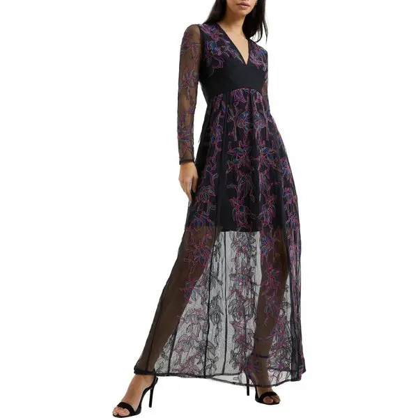 french connection embroidered maxi dress DEEPTHEE Neon Green Embroidered Slip Midi Dress – Nykaa Fashion