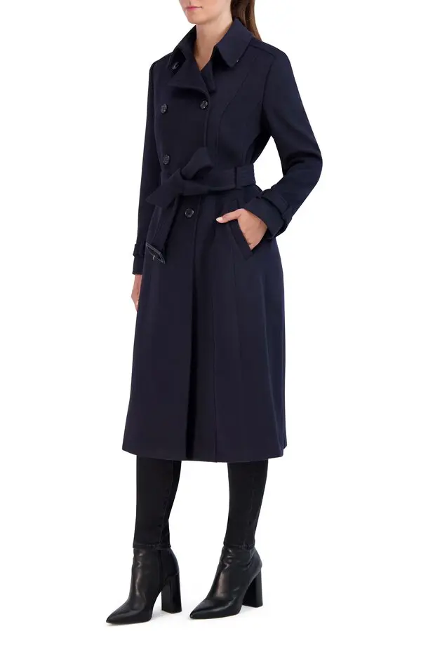 Cole Haan Slick Belted Double Breasted Trench Coat