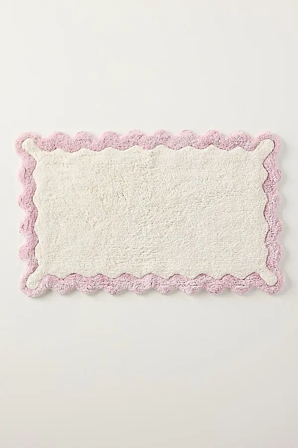 Maeve Scalloped Cotton Bath Mat - Orchid