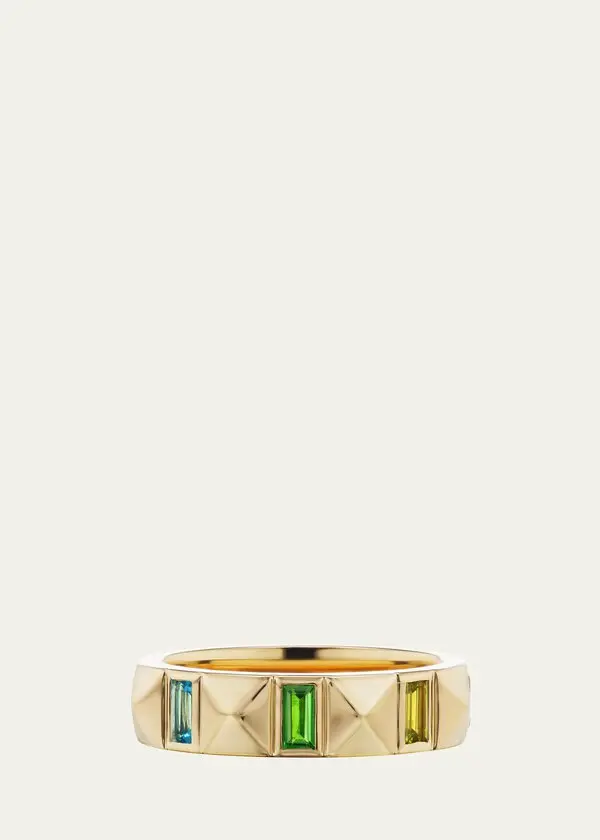 Harwell Godfrey 18k Yellow Gold Pyramid Baguette Band - Rainbow