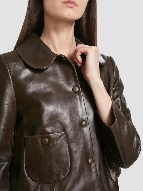 Ba&sh Milos Pleated Leather Jacket