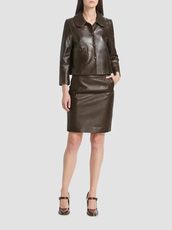 Ba&sh Milos Pleated Leather Jacket