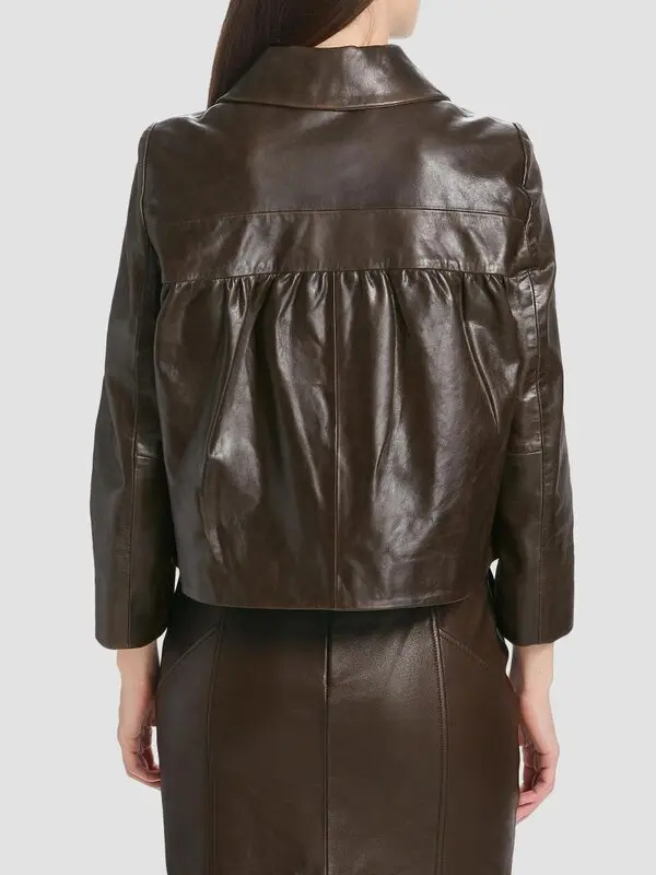 Ba&sh Milos Pleated Leather Jacket