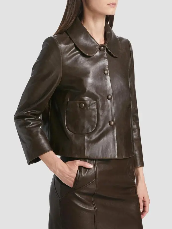 Ba&sh Milos Pleated Leather Jacket