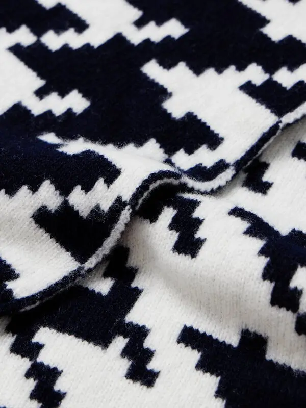 Mr P. Houndstooth Jacquard-knit Wool Scarf