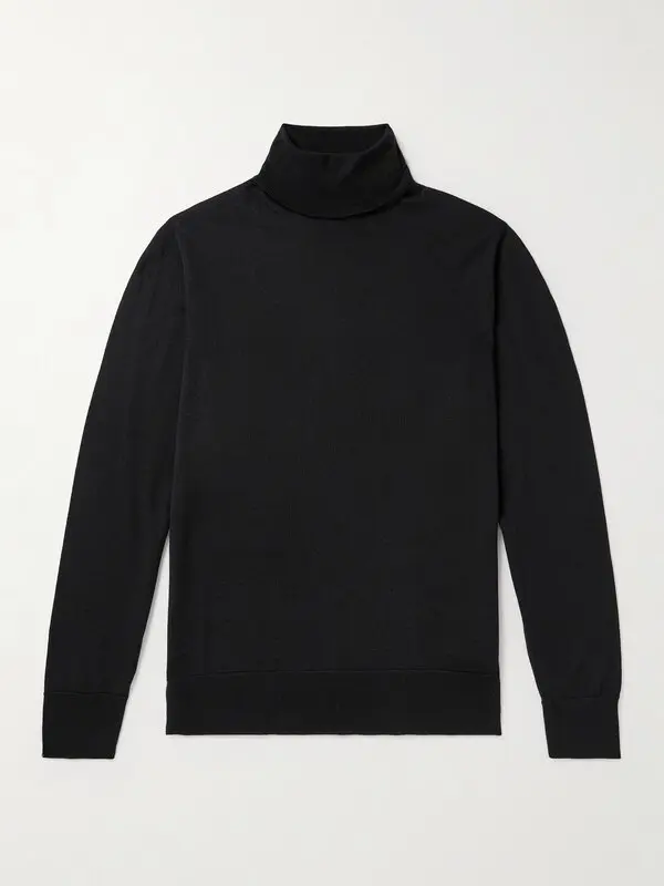 Mr P. Slim-fit Merino Wool Rollneck Sweater - Black