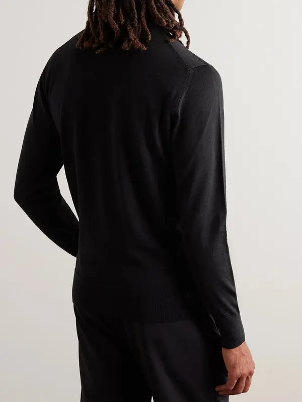 Mr P. Slim-fit Merino Wool Rollneck Sweater - Black