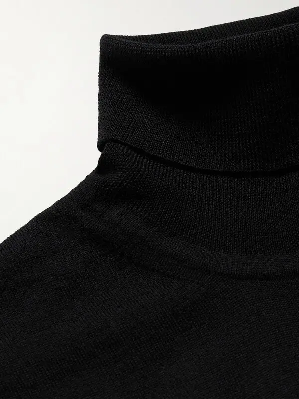 Mr P. Slim-fit Merino Wool Rollneck Sweater - Black