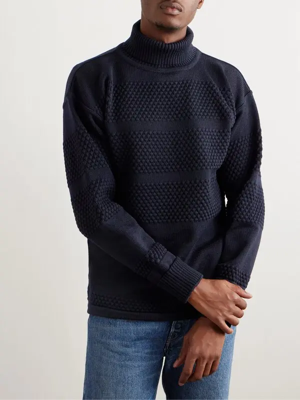 S.N.S. HERNING Textured Virgin Wool Rollneck Sweater