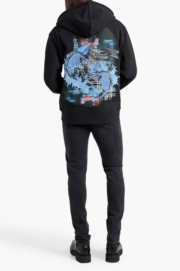 IRO PARIS Printed Cotton-fleece Zip-up Hoodie