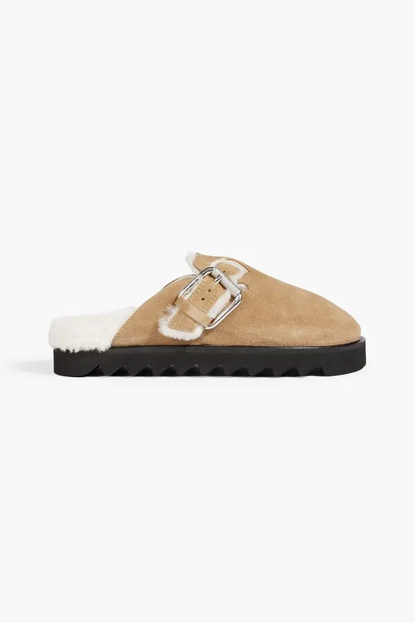 IRO PARIS Bracci Buckled Shearling Slippers - Sand