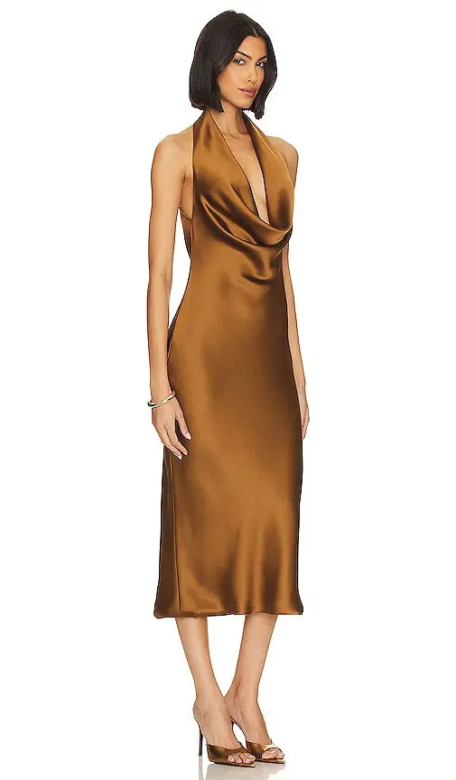 Norma Kamali Halter Drape Midi Dress