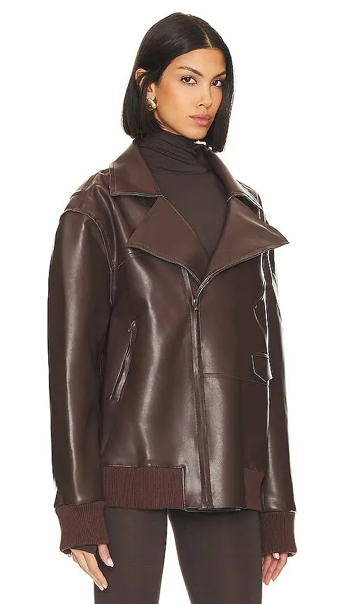 Norma Kamali Oversized Moto Jacket - Chocolate