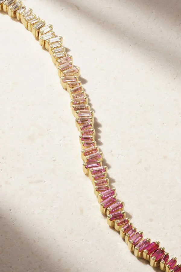 SUZANNE KALAN 18-karat Sapphire And Diamond Tennis Bracelet - Gold