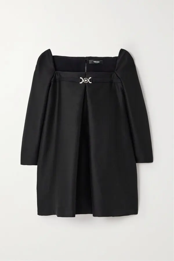 Versace Embellished Pleated Wool And Silk-blend Faille Mini Dress