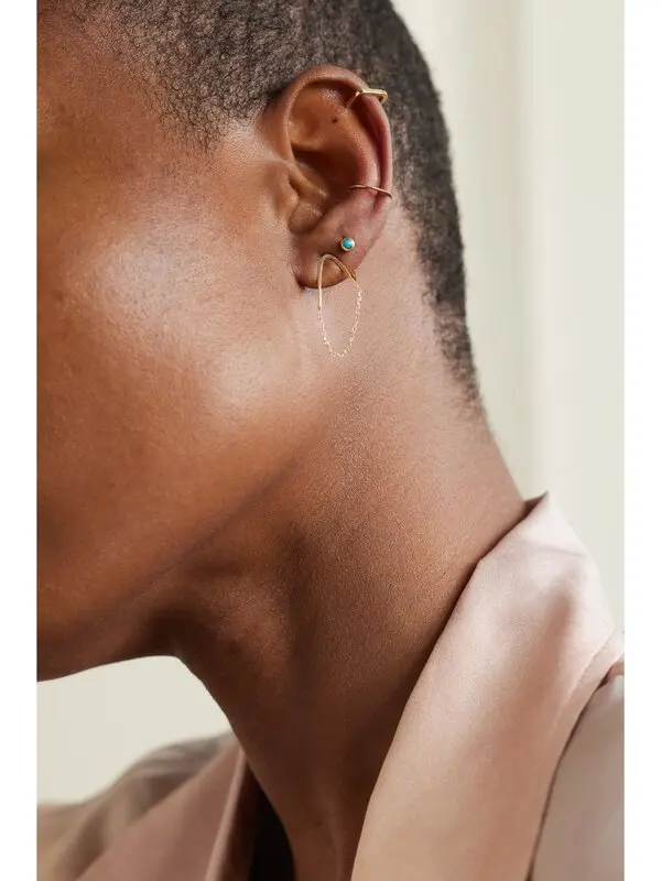 MELISSA JOY MANNING Single Chain V Drop 14-karat Recycled Earrings