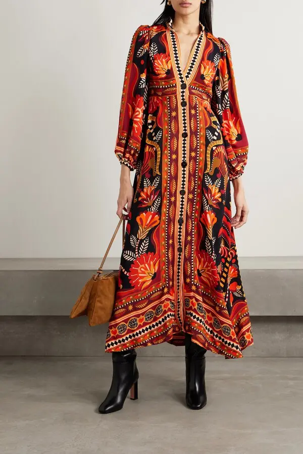 farm rio maxi shirt dress New women's XXS Farm Rio x Anthropologie printed maxi shirt dress