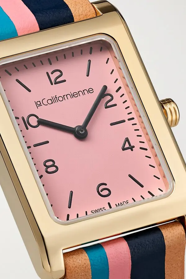 LACALIFORNIENNE Plated Watch With Hand-painted Leather Strap - Gold