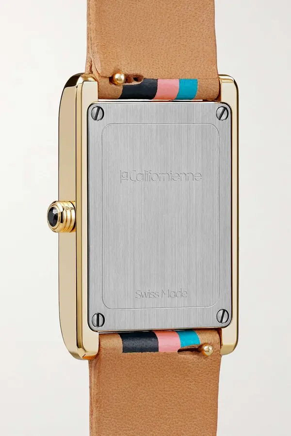 LACALIFORNIENNE Plated Watch With Hand-painted Leather Strap - Gold