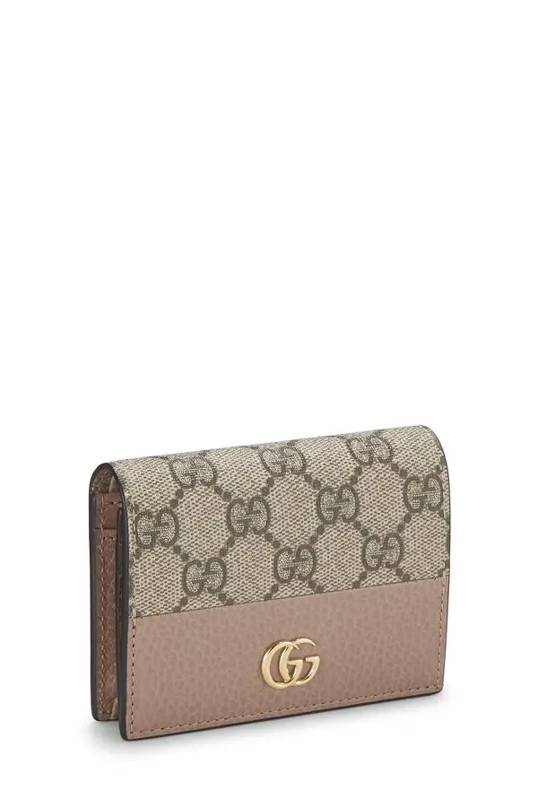 Gucci Gg Supreme Canvas Marmont Card Case - Beige