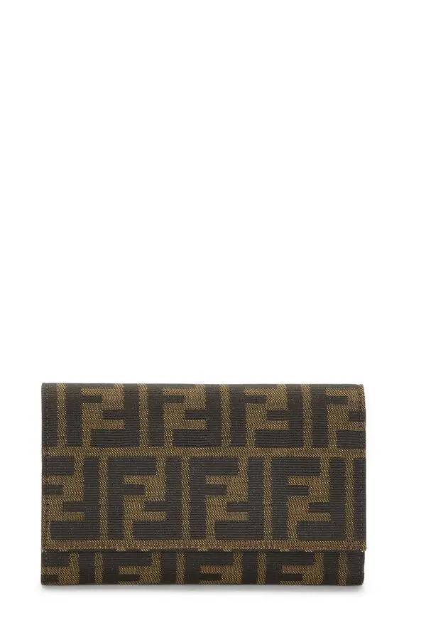 Fendi Zucca Canvas Compact Wallet - Brown