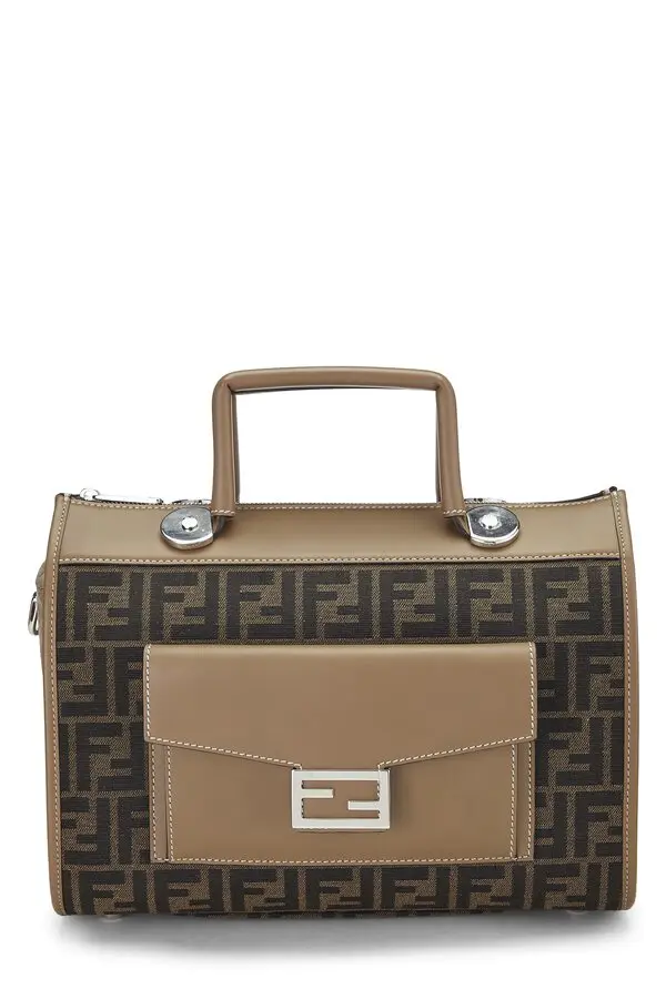 Fendi Brown Zucca Leather Soft Trunk Handle Bag