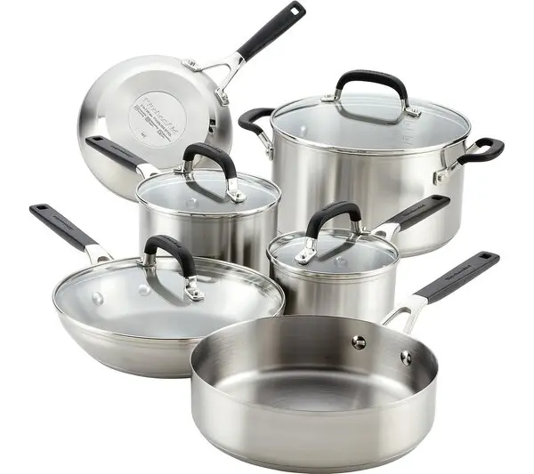 KITCHENAID 10-piece Stainless Steel Cookware Se T - Silver