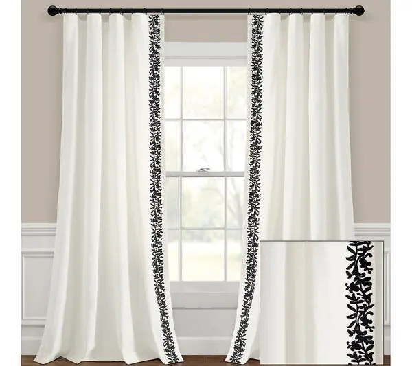 LUSH DECOR Luxury Modern Flower Window Curtain 2x84 - One-color