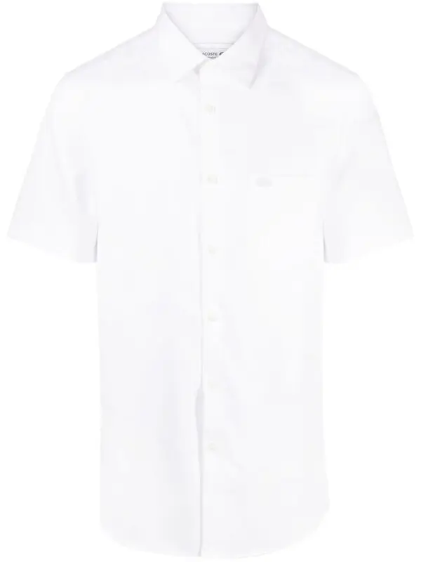 Lacoste Logo-embroidered Short-sleeve Cotton Shirt - White