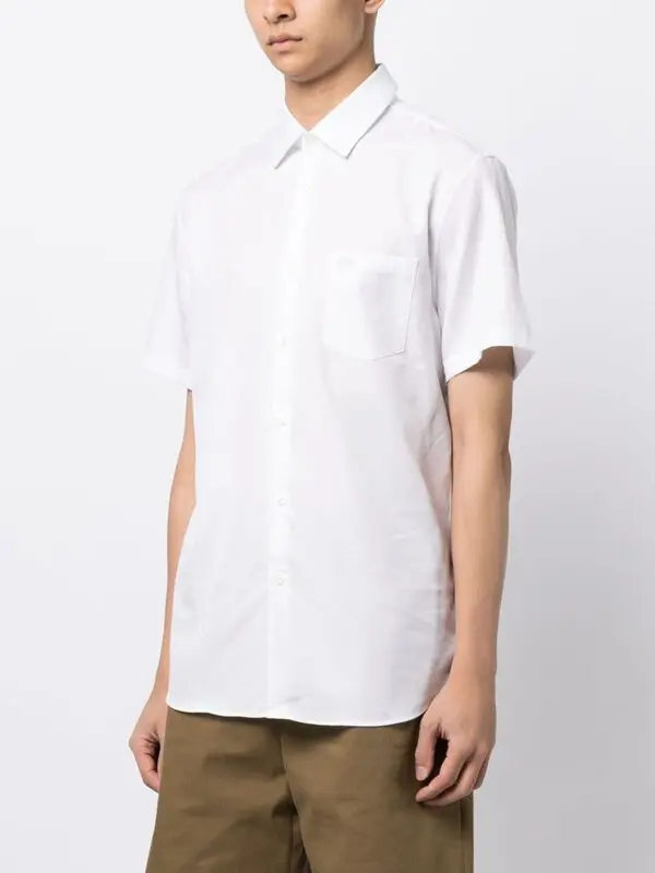 Lacoste Logo-embroidered Short-sleeve Cotton Shirt - White