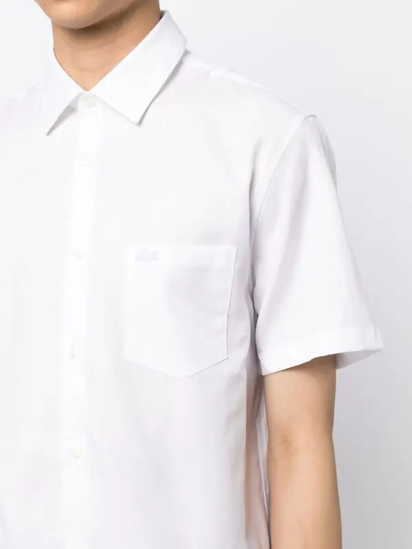 Lacoste Logo-embroidered Short-sleeve Cotton Shirt - White