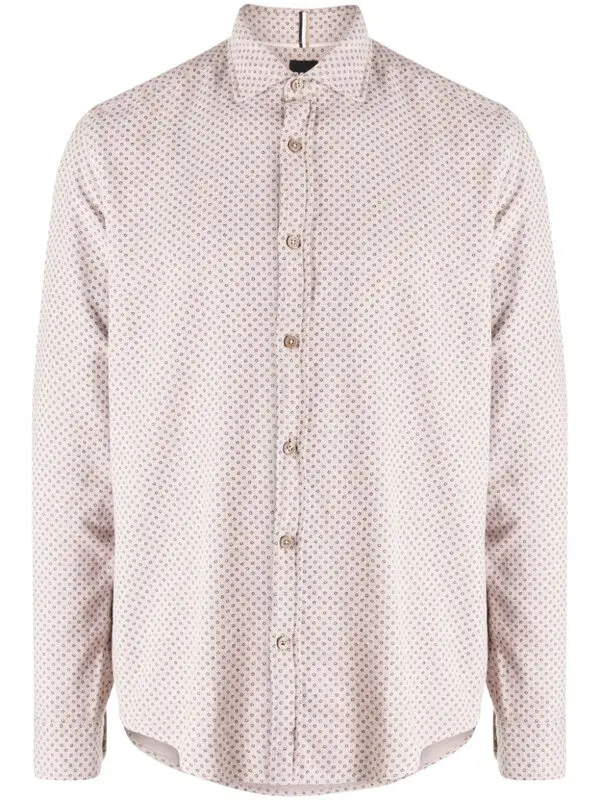 BOSS Micro-dot Cotton Shirt - Brown