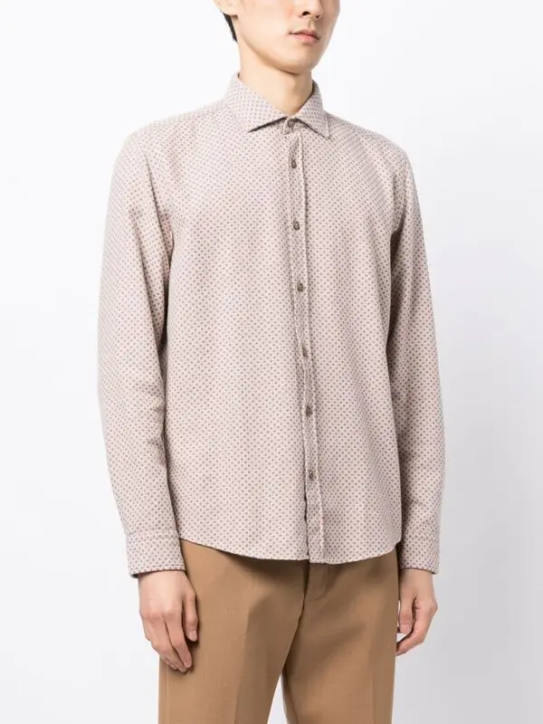 BOSS Micro-dot Cotton Shirt - Brown