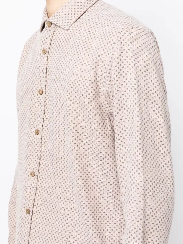 BOSS Micro-dot Cotton Shirt - Brown