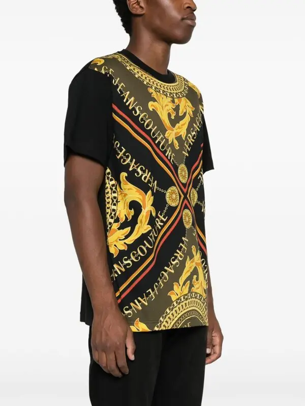 Versace V-emblem Chain-print Cotton T-shirt