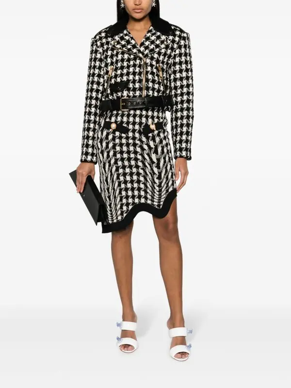 Moschino Houndstooth Virgin Wool Skirt