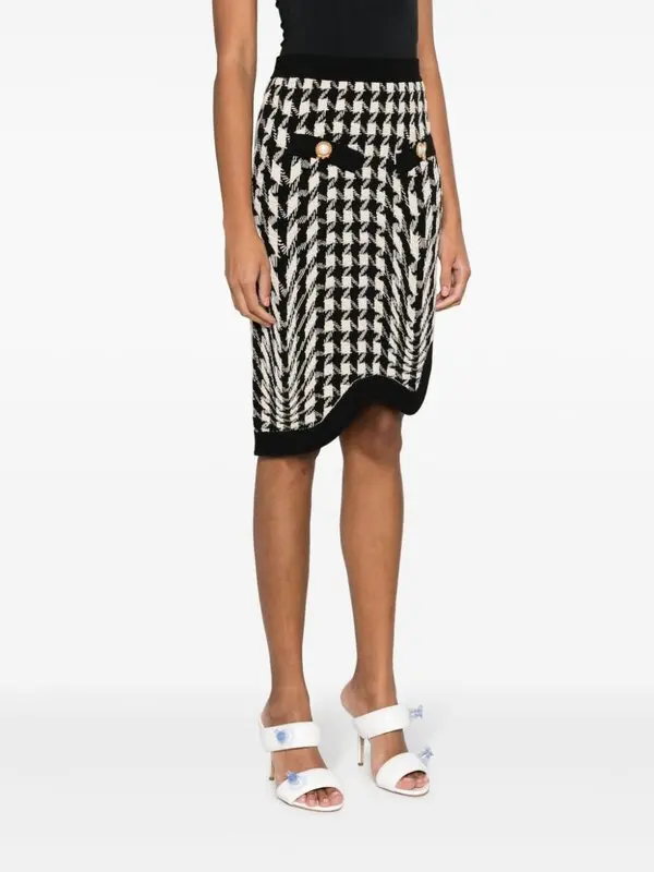 Moschino Houndstooth Virgin Wool Skirt