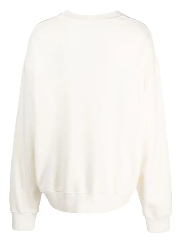 NAHMIAS Rhinestone-embellished Logo-print Cotton Sweatshirt - Neutrals