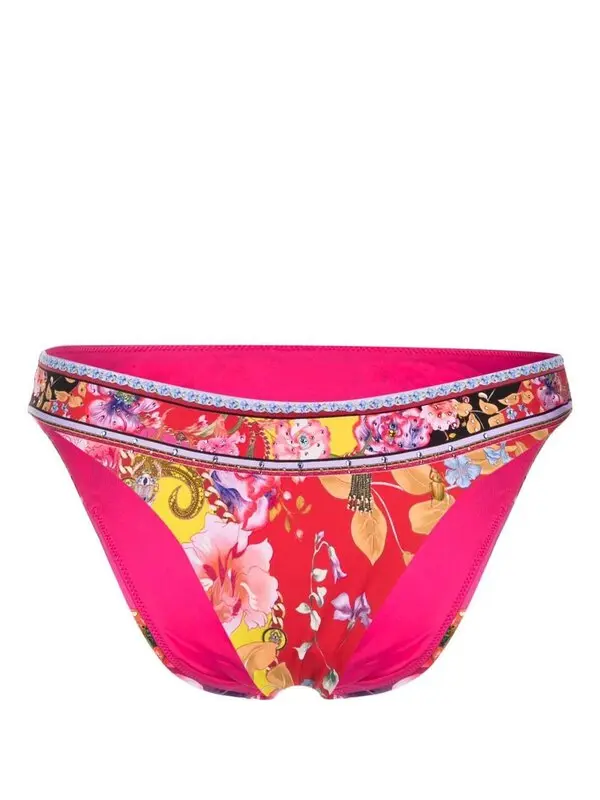 Camilla Floral-print Bikini Bottoms - Pink