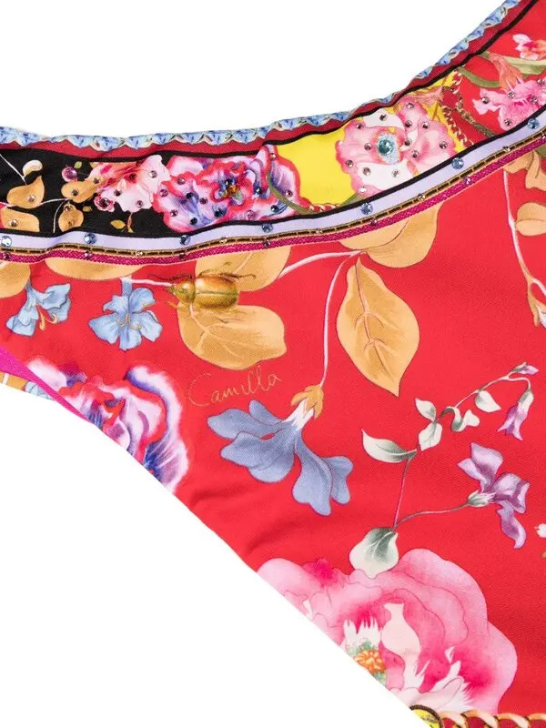 Camilla Floral-print Bikini Bottoms - Pink