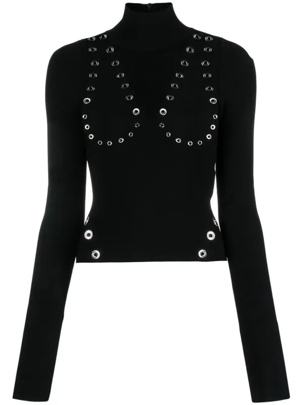Off-White Eyelet-embellished Knitted Top